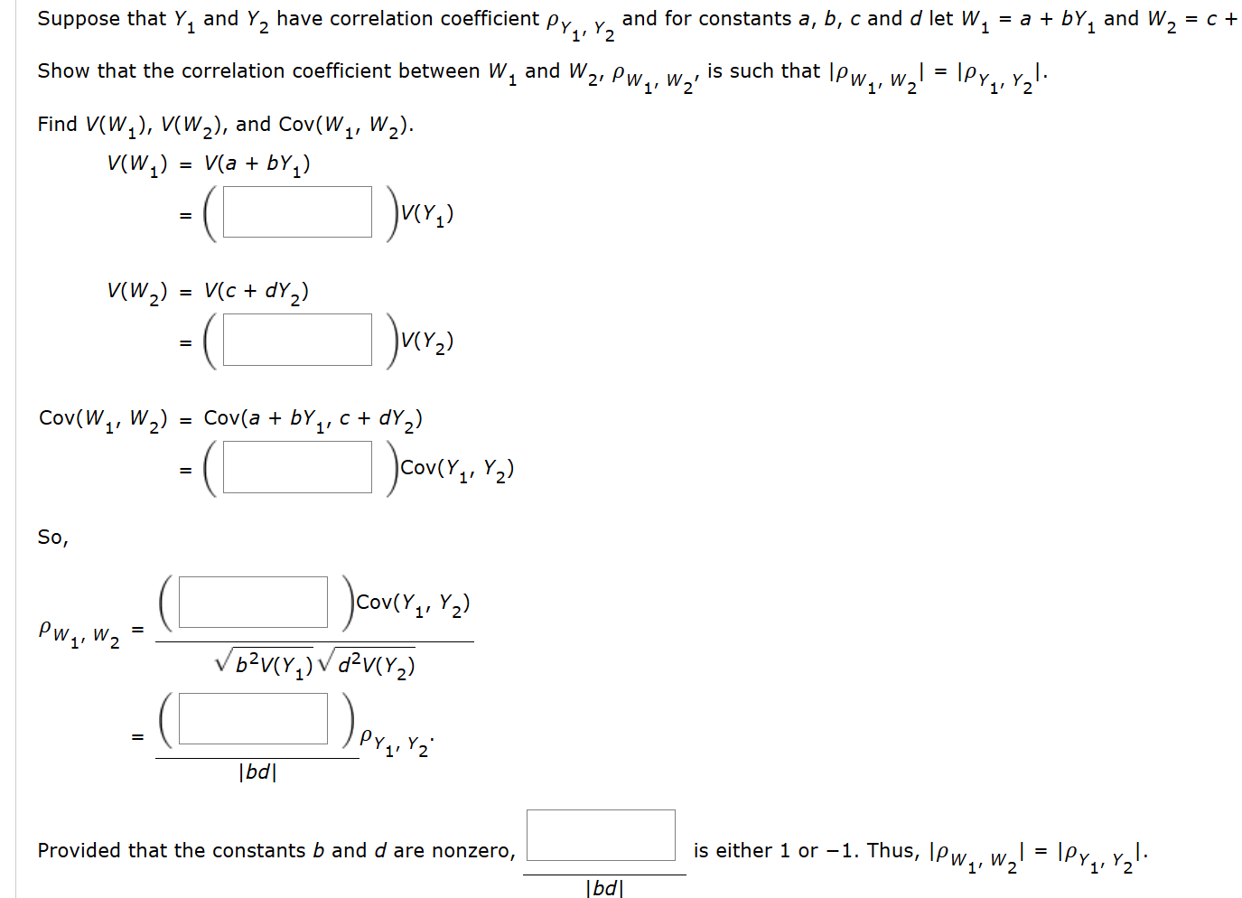 Solved Suppose that Y1 ﻿and Y2 ﻿have correlation coefficient | Chegg.com