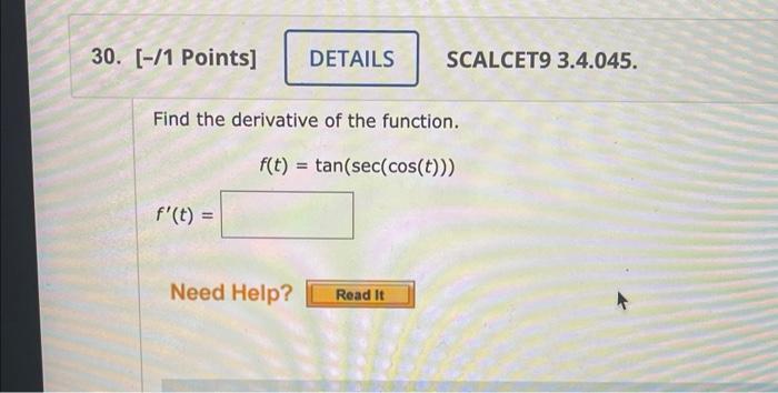 Solved Find the derivative of the function. | Chegg.com