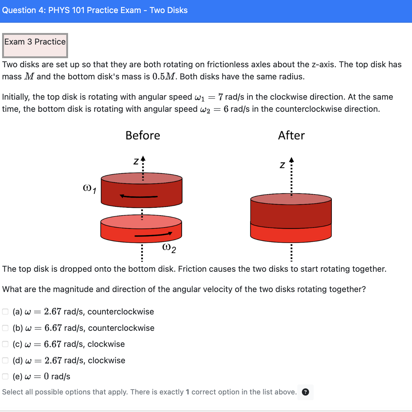 Solved Exam 3 ﻿PracticeTwo disks are set up so that they are | Chegg.com