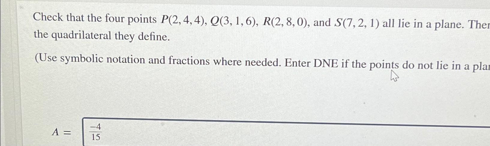 Solved Check that the four points | Chegg.com