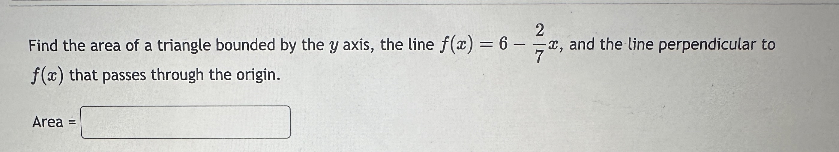 Solved Find the area of a triangle bounded by the y ﻿axis, | Chegg.com