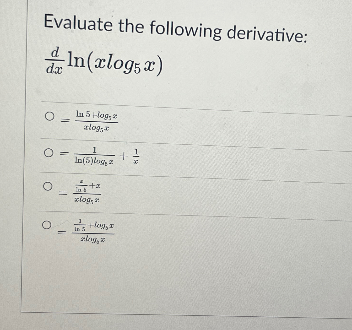 Solved Evaluate the following derivative: | Chegg.com