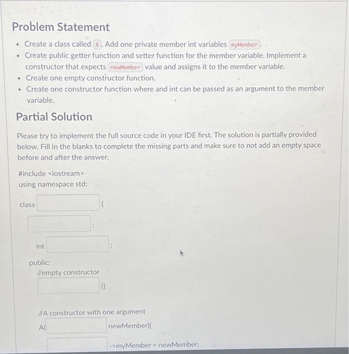 Solved Problem Statement - Create a class called A. Add one | Chegg.com