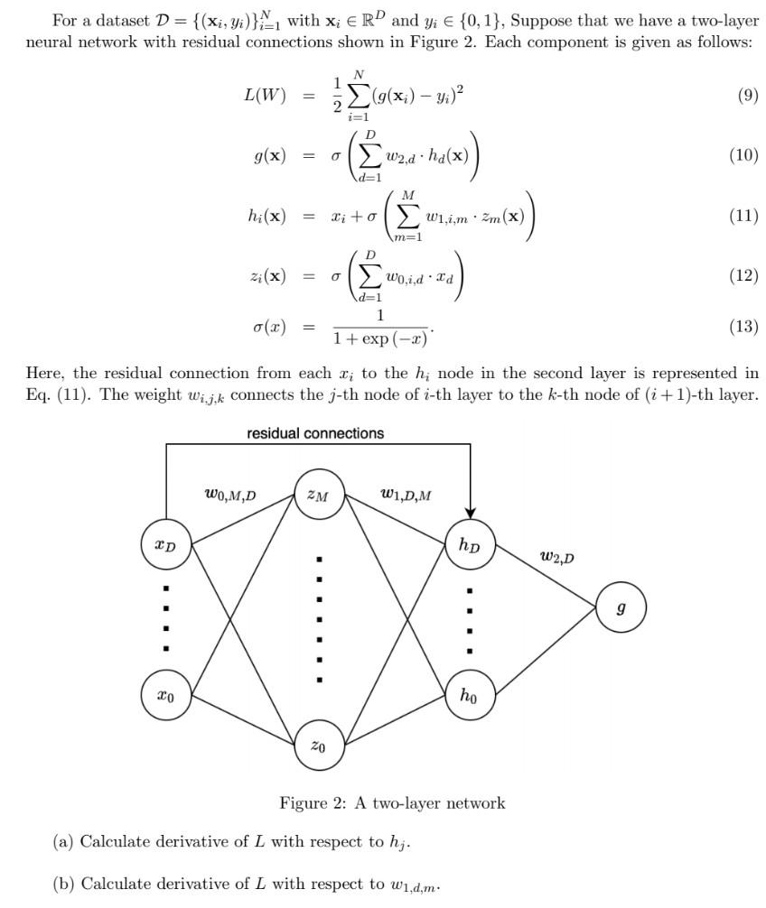 Solved For a dataset D = {(Xi, Yi)}#1 with Xi e RD and yi € | Chegg.com