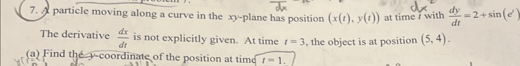 Solved particle moving along a curve in the xy-plane has | Chegg.com