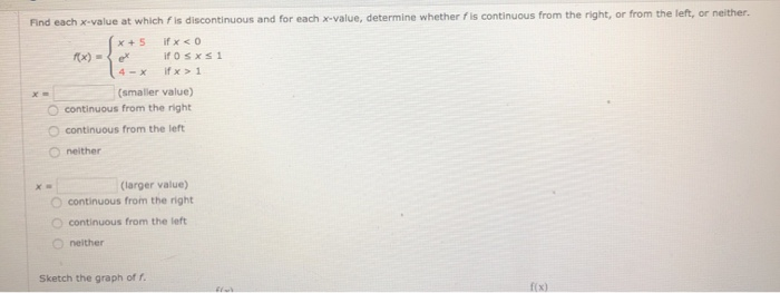Solved Find each x-value at which fis discontinuous and for | Chegg.com
