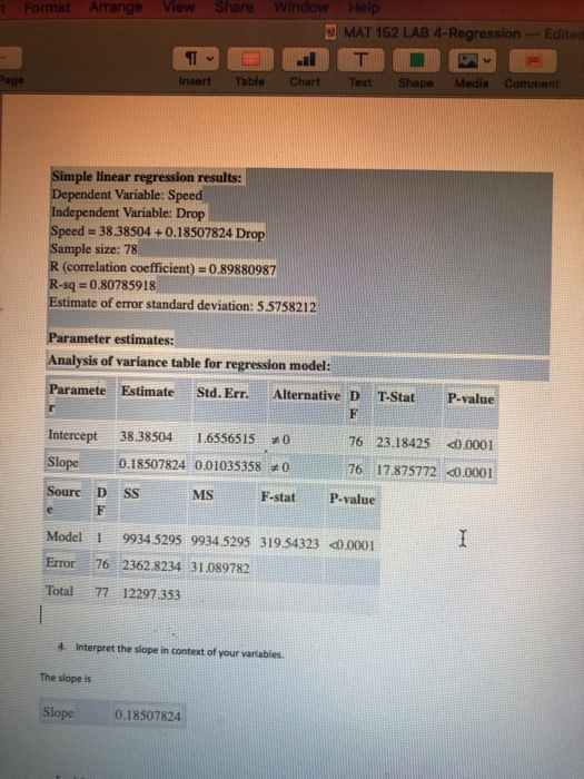 Solved Format Arrange View Share Window Help MAT 152 LAB | Chegg.com