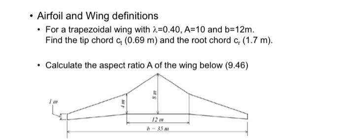 Solved • Airfoil and Wing definitions • For a trapezoidal | Chegg.com