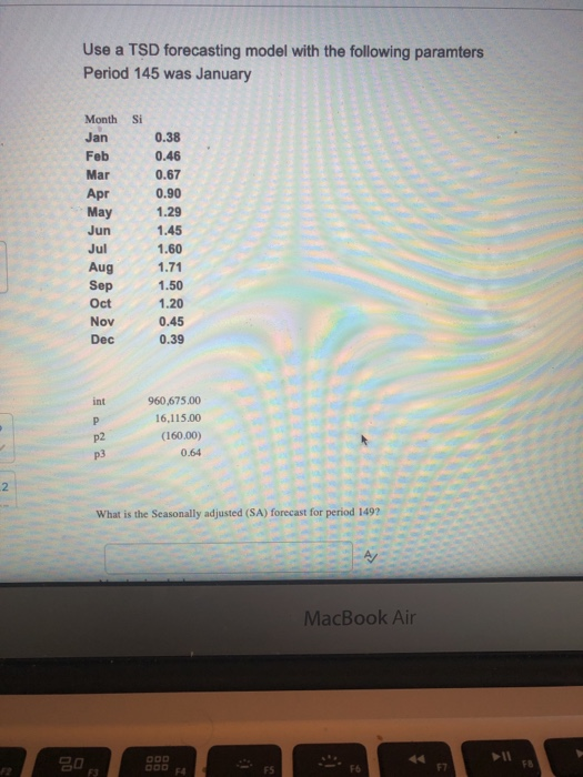 Solved Use a TSD forecasting model with the following | Chegg.com