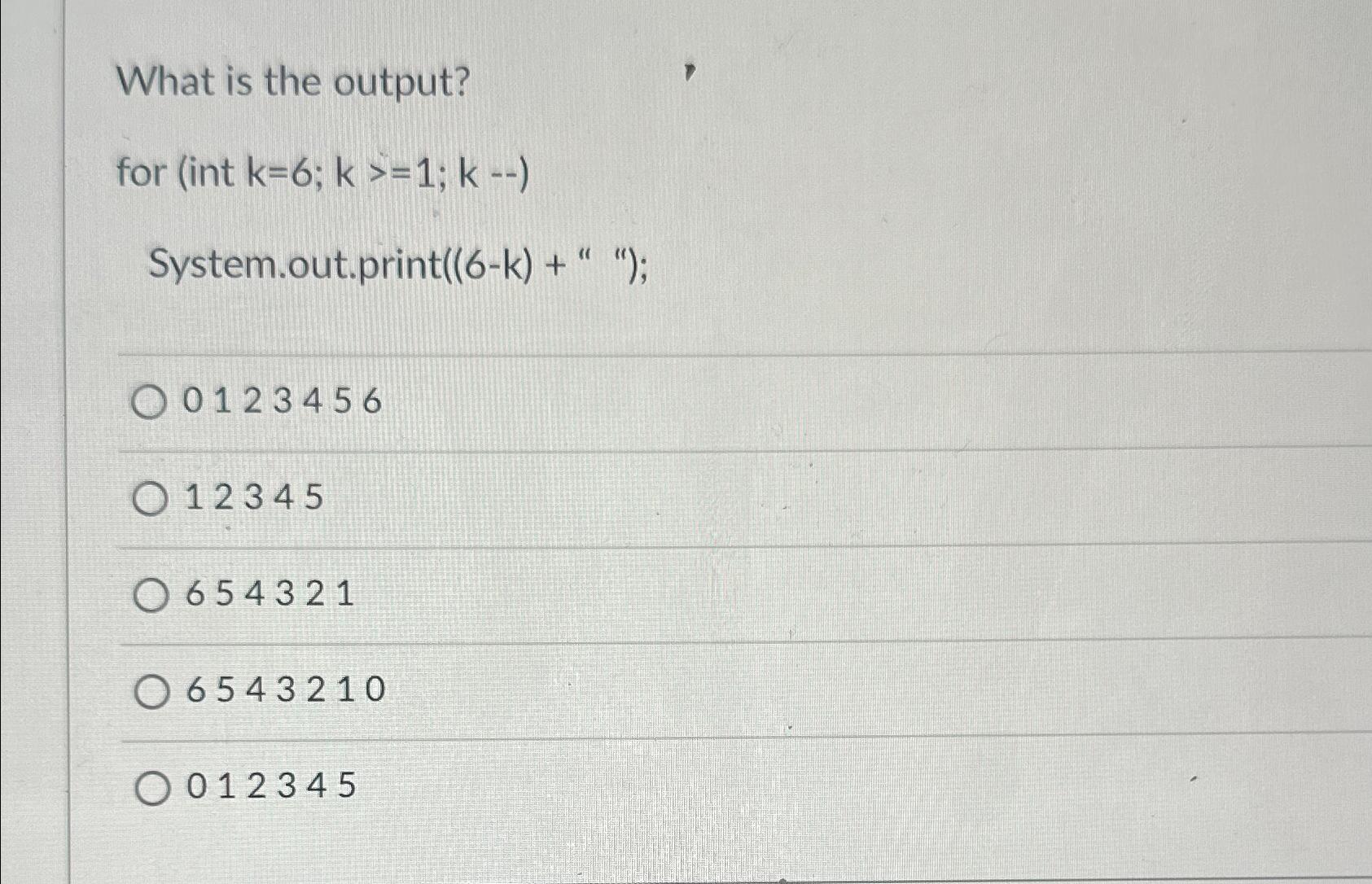 Solved What is the output?for (int | Chegg.com