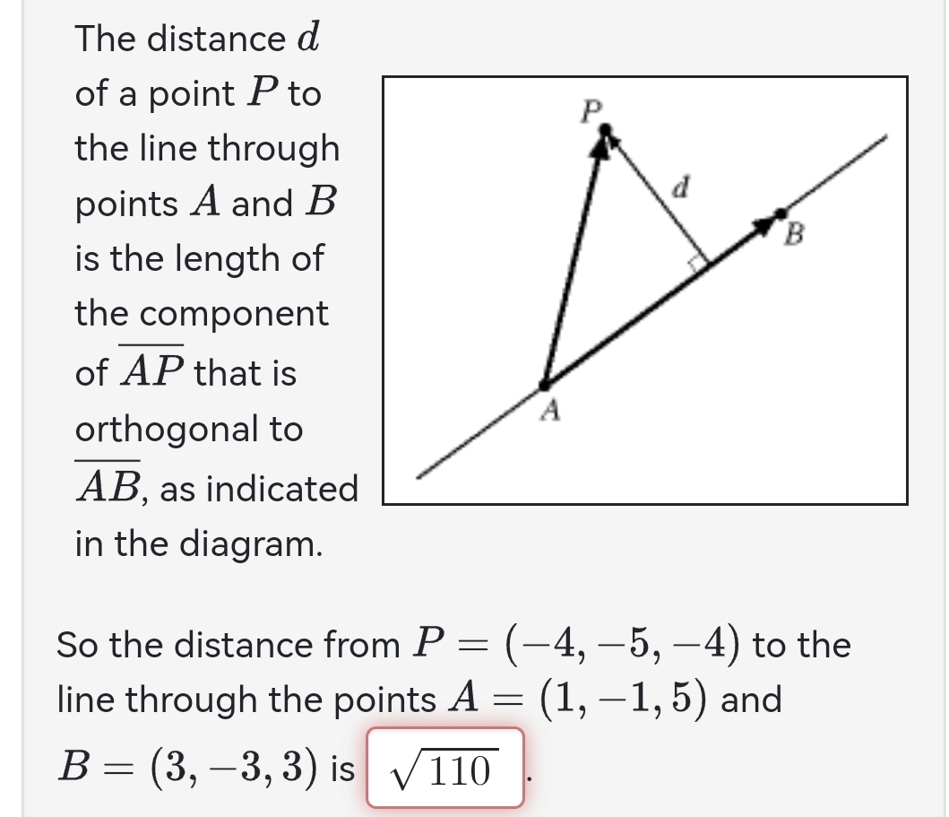 The distance d ﻿of a point P ﻿to the line through | Chegg.com