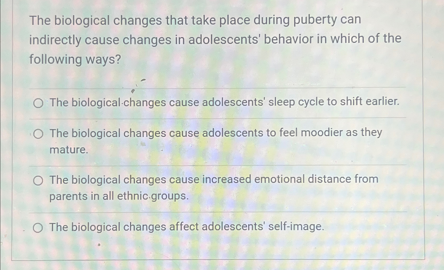 Solved The biological changes that take place during puberty | Chegg.com