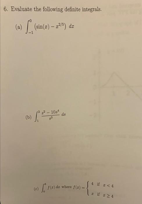 Solved 6. Evaluate the following definite integrals. (a) | Chegg.com