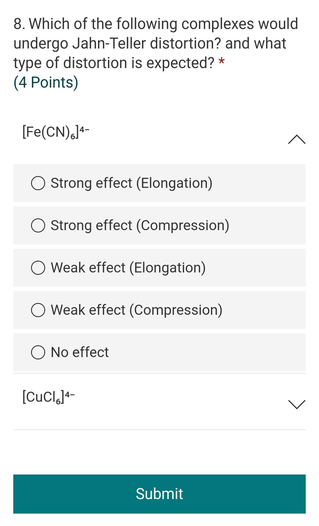 Solved 8. Which of the following complexes would undergo | Chegg.com