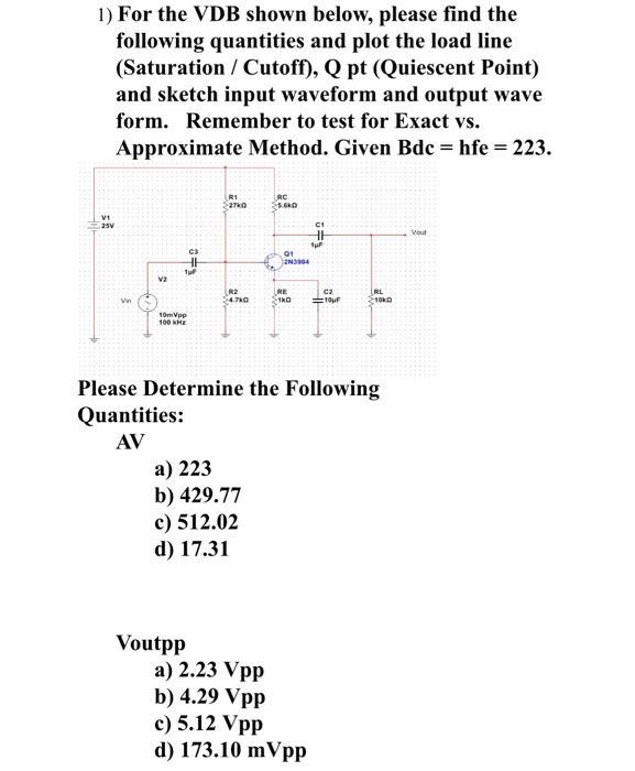 Solved 1) For the VDB shown below, please find the following | Chegg.com