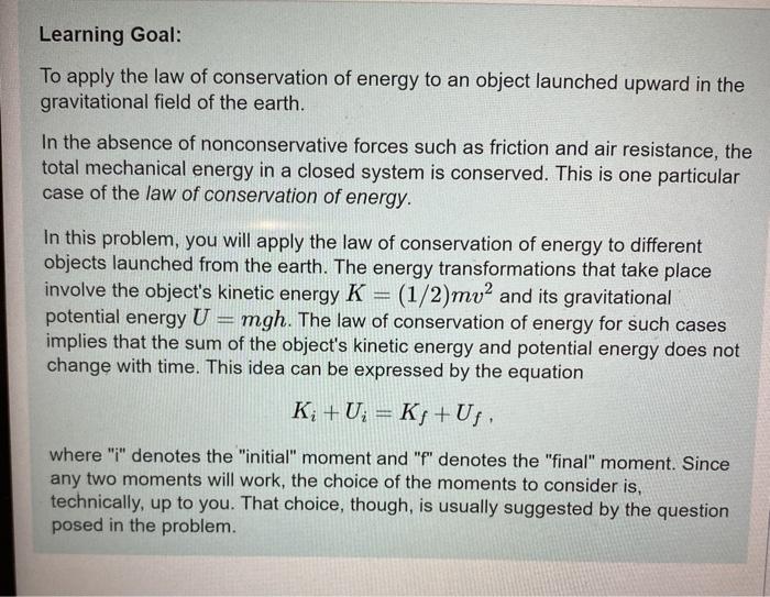 Solved Learning Goal: To apply the law of conservation of | Chegg.com