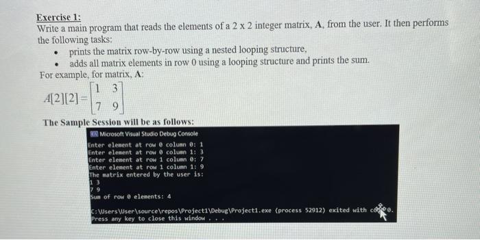 Solved Exercise 1: Write a main program that reads the | Chegg.com