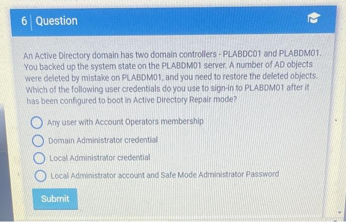 Solved An Active Directory domain has two domain controllers | Chegg.com