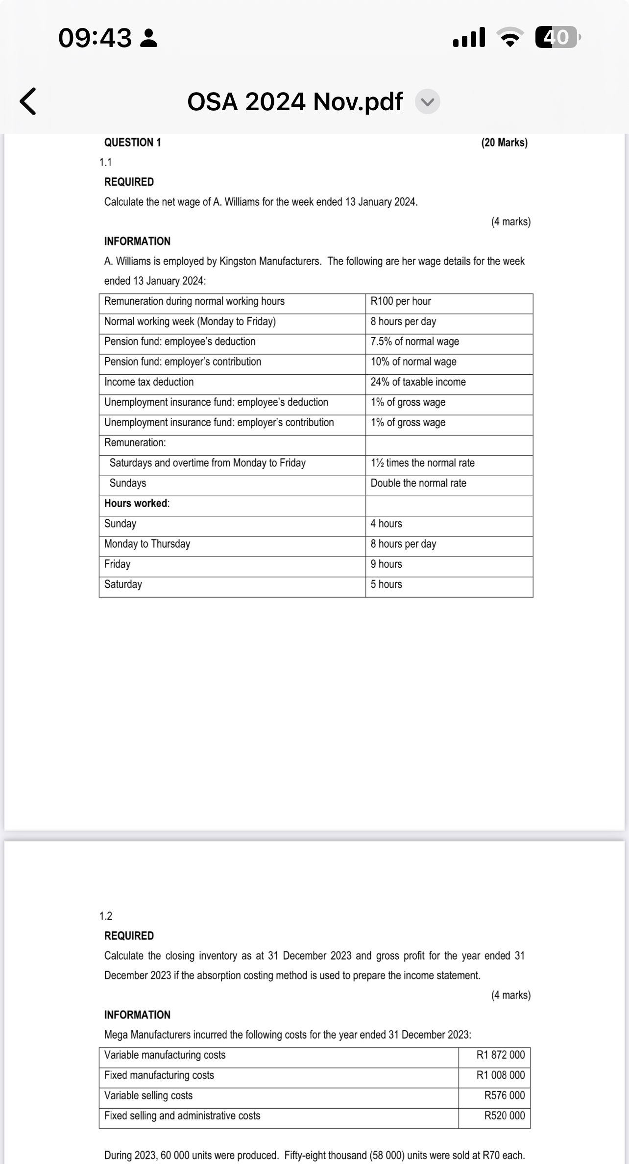 Solved QUESTION 4(20 ﻿Marks)REQUIREDUse the information | Chegg.com