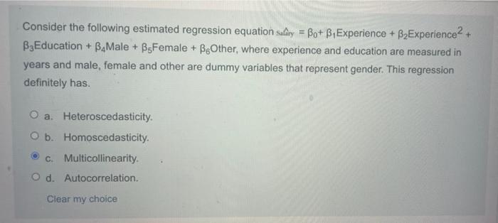 Solved Consider the following estimated regression equation | Chegg.com