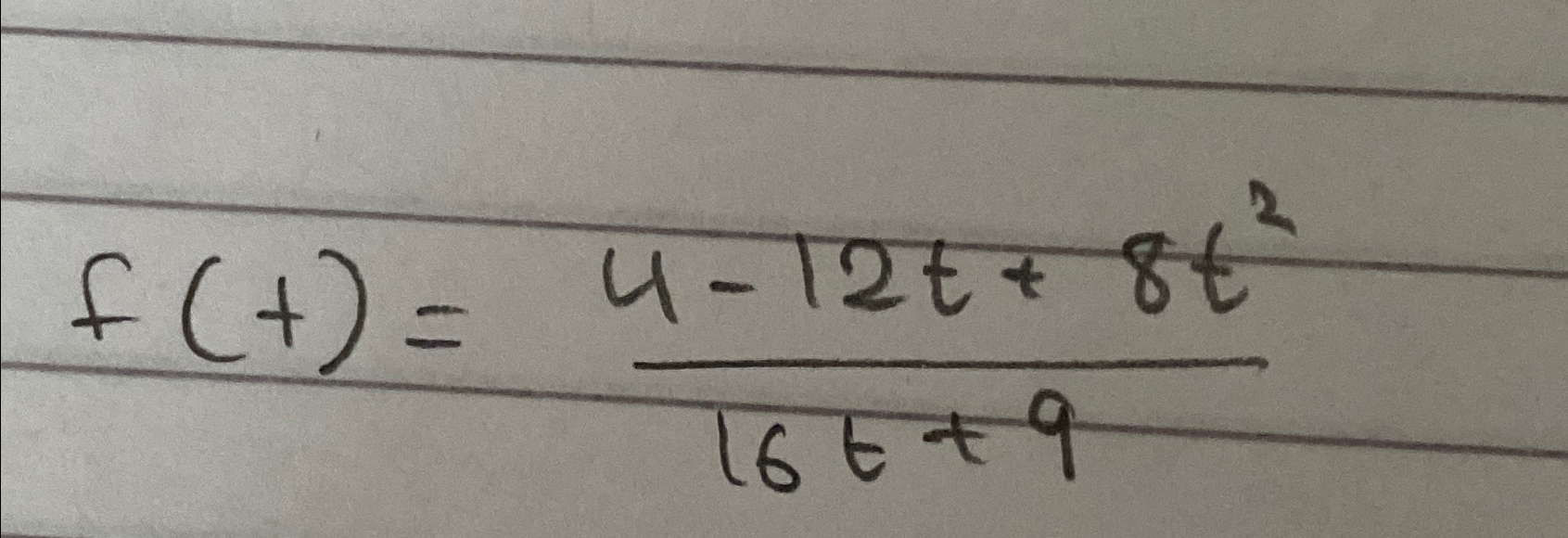 Solved f(t)=4-12t+8t216t+9 ﻿find the domain | Chegg.com