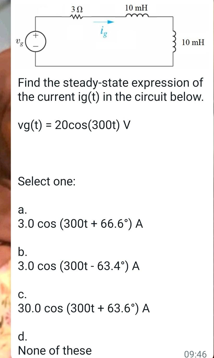 Solved Find the steady-state expression of the current ig(t) | Chegg.com