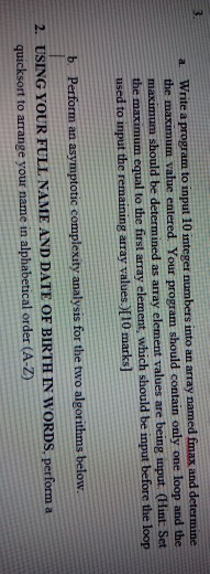 Solved a. Write a program to input 10 integer numbers into | Chegg.com