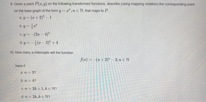 Solved 9. Given a point P(x,y) on the following transformed | Chegg.com