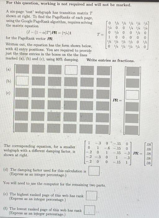 Solved using the Google PageRank algorithm, requires solving | Chegg.com