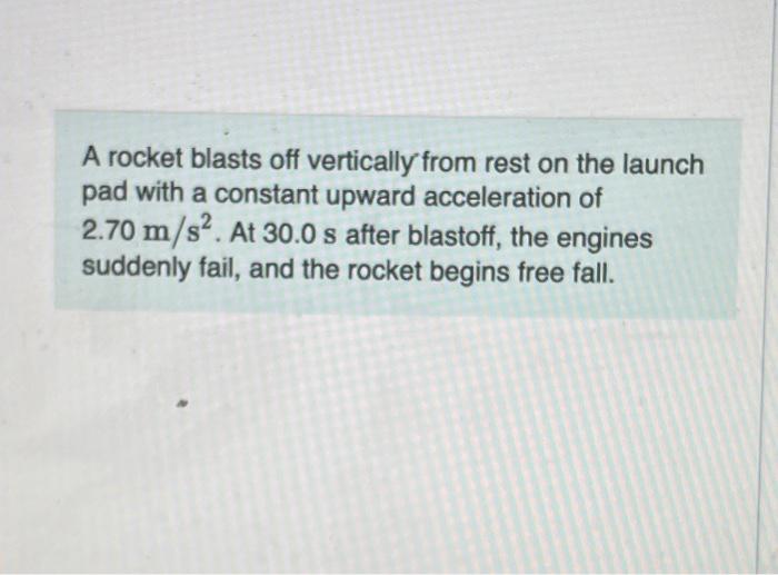 Solved find the magnitude of the Rockets acceleration at its | Chegg.com