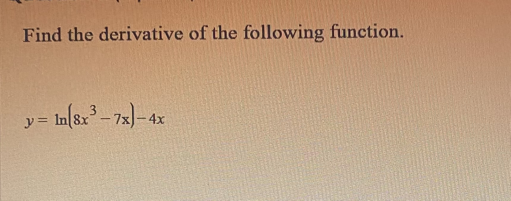 Solved Find the derivative of the following | Chegg.com