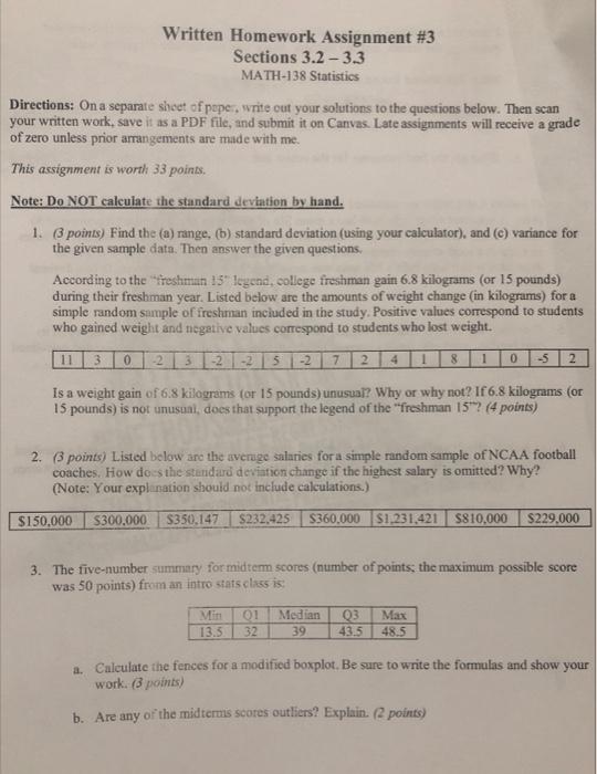 Solved Written Homework Assignment #3 Sections 3.2-3.3 | Chegg.com