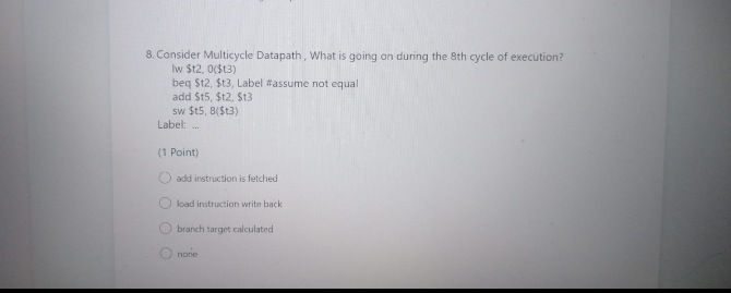 Solved 8. Consider Multicycle Datapath, What is going on | Chegg.com