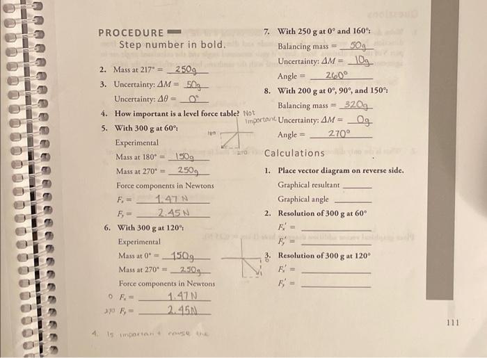 PROCEDURE Step number in bold. 2. Mass at 217∘=250 g | Chegg.com