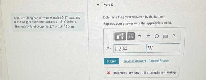 Solved A 100−m-long copper wire of radius 0.17 mm and mass | Chegg.com