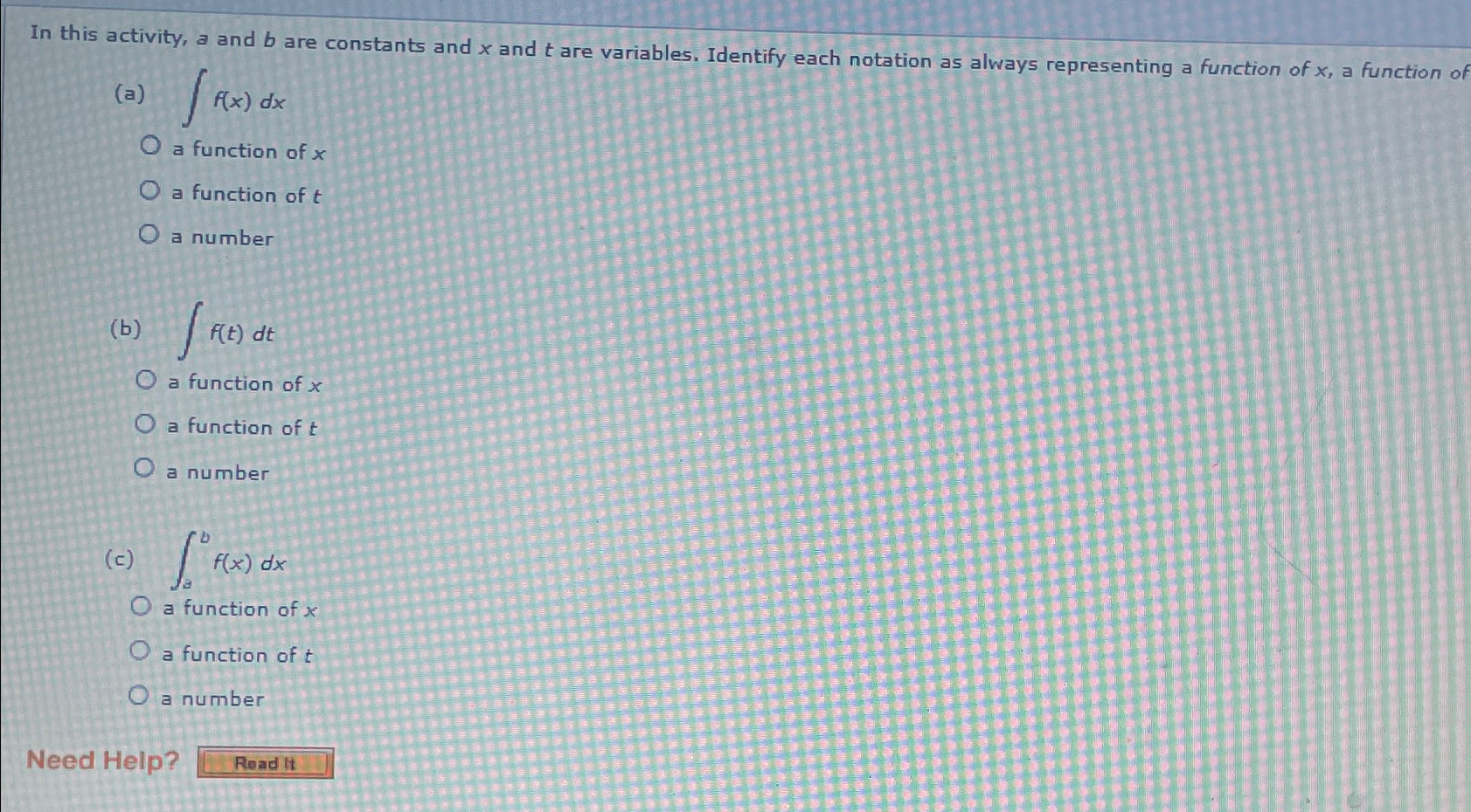 Solved In this activity, a and b ﻿are constants and x ﻿and t | Chegg.com