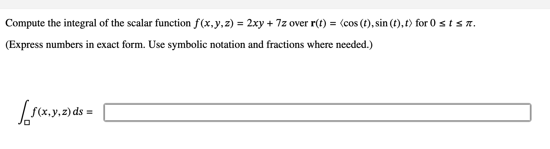 Solved Compute the integral of the scalar function | Chegg.com