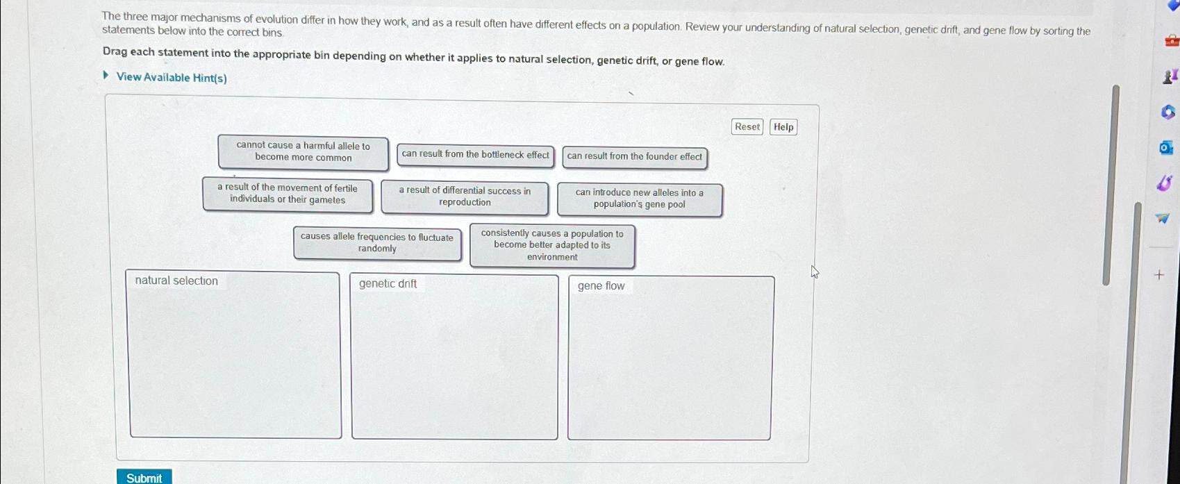 Solved statements below into the correct binsDrag each | Chegg.com