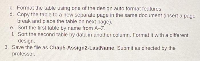 Solved Assignment 2: Creating a Table Directions 1. Select a | Chegg.com