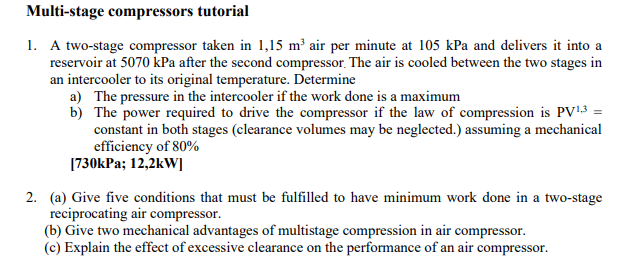 Solved Multi-stage compressors tutorialA two-stage | Chegg.com