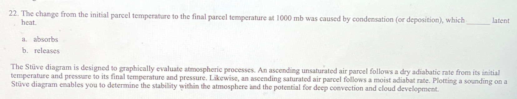 Solved The change from the initial parcel temperature to the | Chegg.com