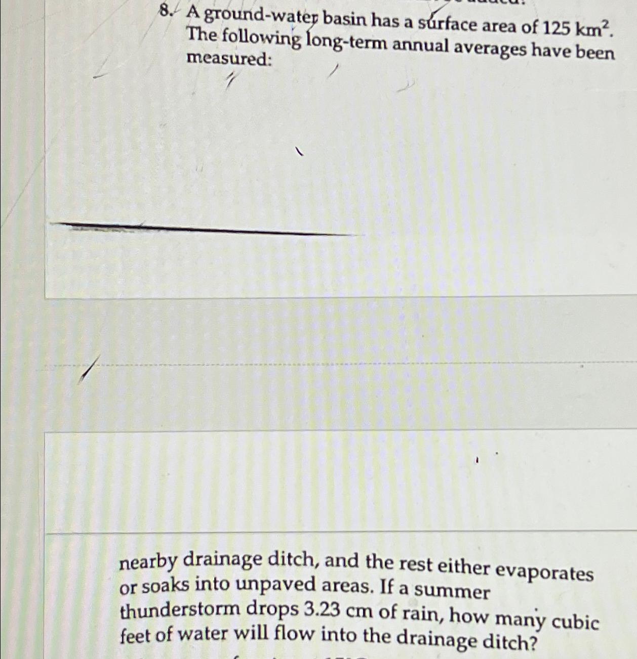 Solved A ground-water basin has a surface area of 125km2. | Chegg.com
