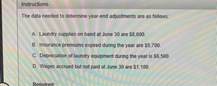 Solved The data needed to determine year-end adjustments are | Chegg.com