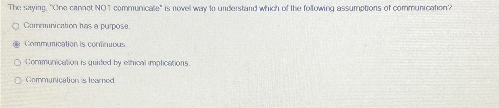 Solved The saying, "One cannot NOT communicate" is novel way | Chegg.com