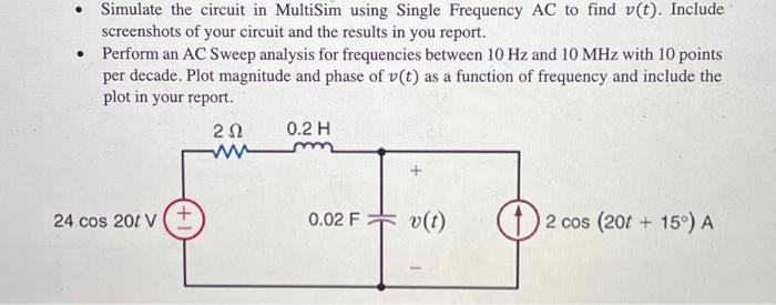 Solved - Simulate the circuit in MultiSim using Single | Chegg.com