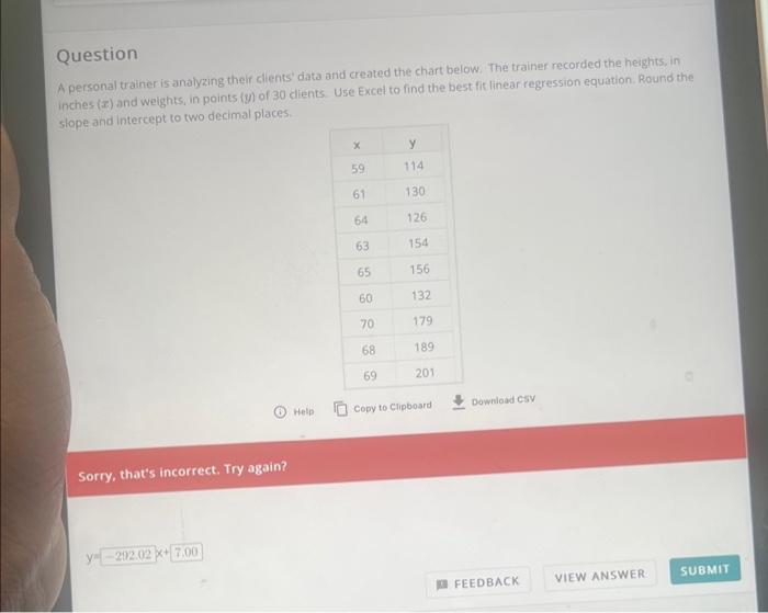 Solved Question A personal trainer is analyzing their | Chegg.com