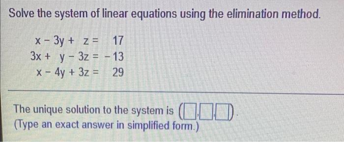 Solved Solve the system of linear equations using the | Chegg.com