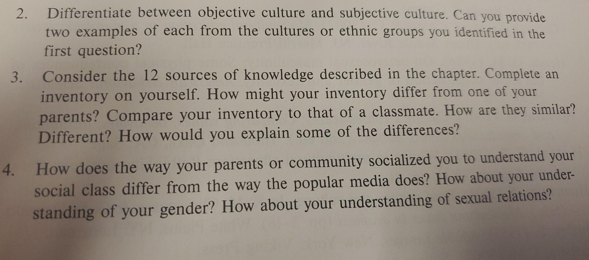 2. Differentiate between objective culture and | Chegg.com