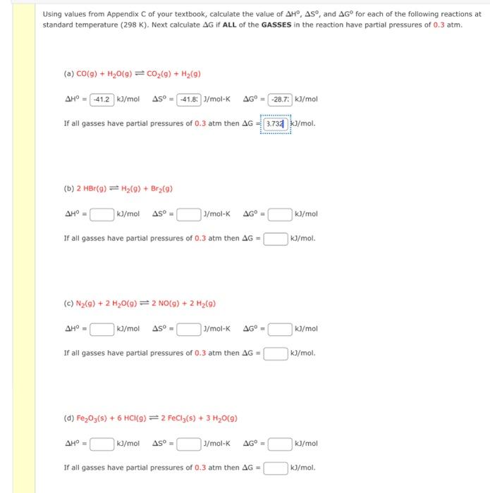 Solved Using values from Appendix C of your textbook, | Chegg.com