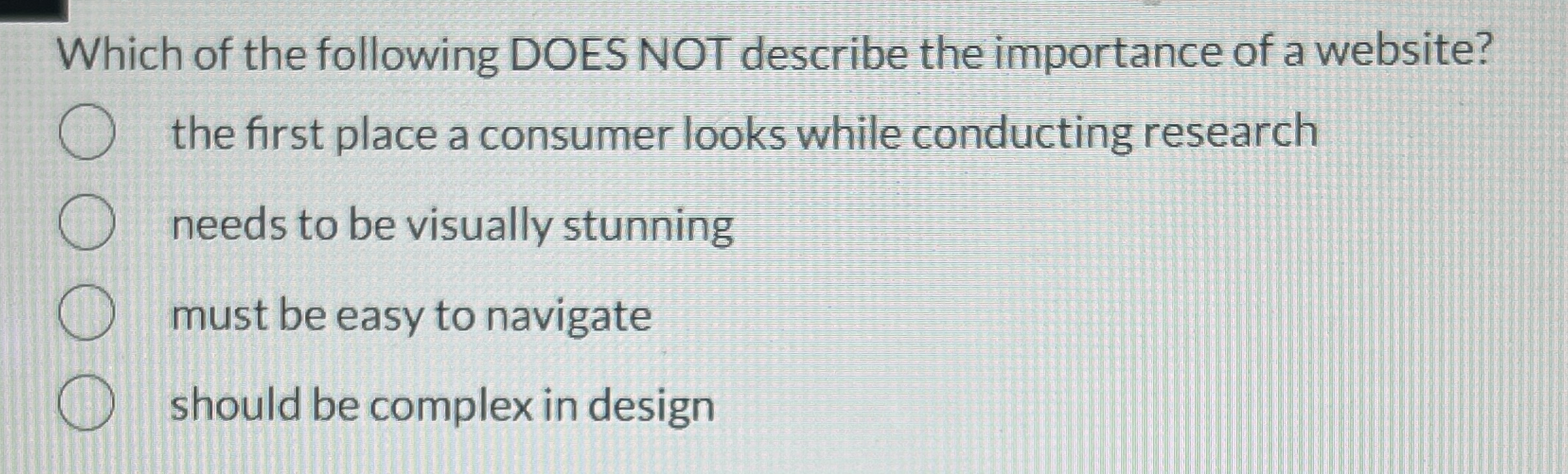 Solved Which of the following DOES NOT describe the | Chegg.com
